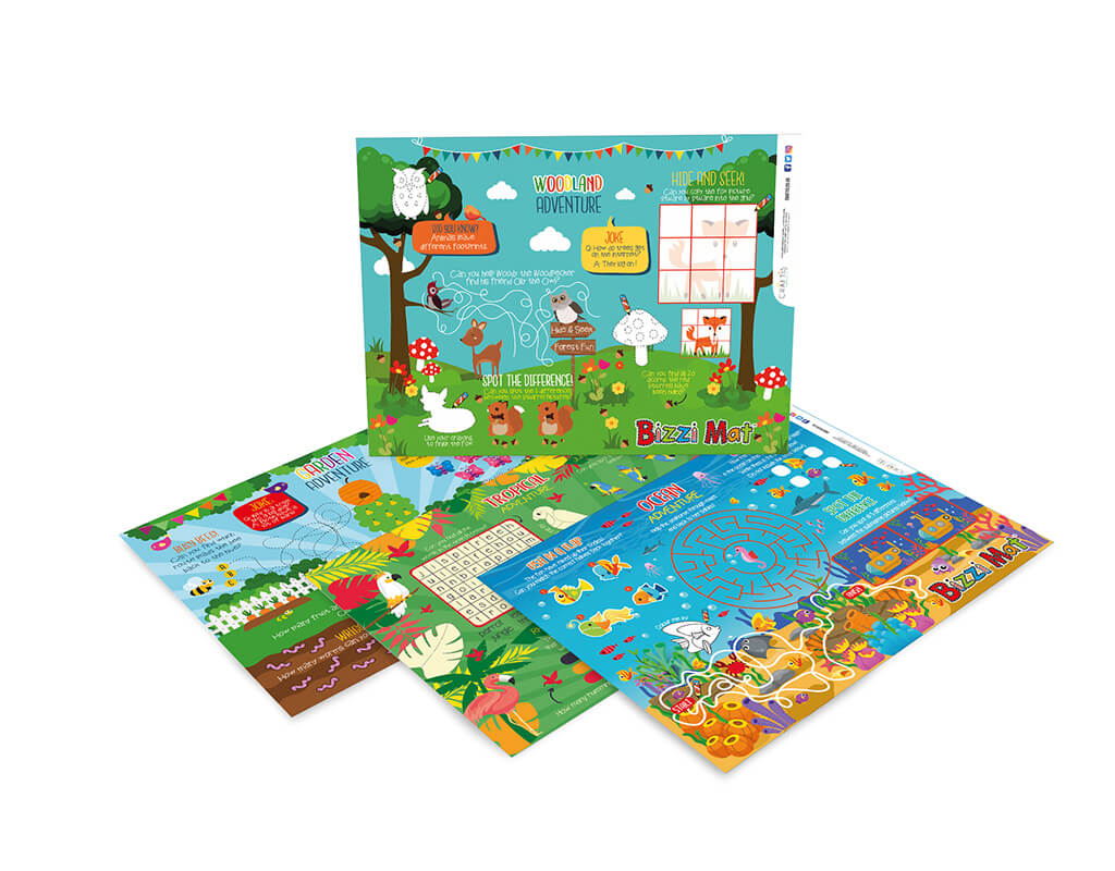 Bizzi Kids Menu Mats Tropical/Garden/Ocean/Woodland - Craftis Children ...