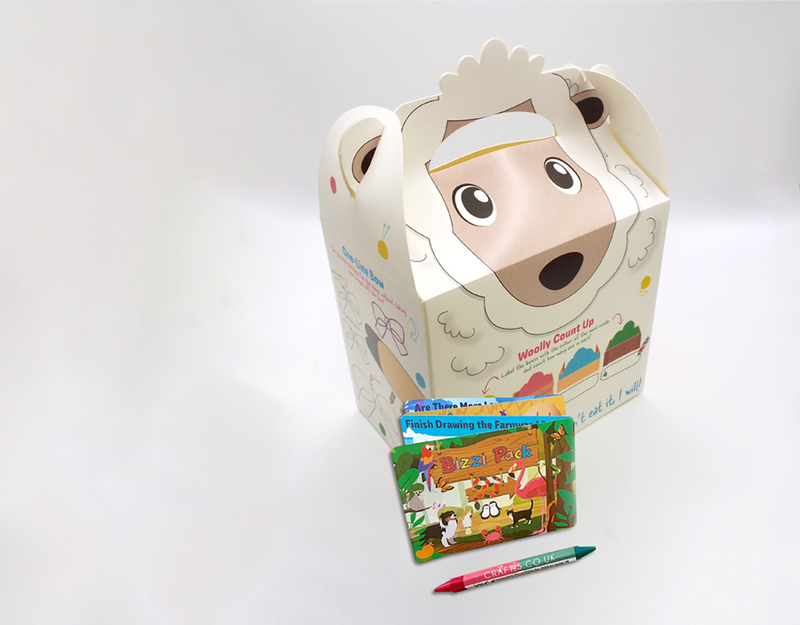 Farmyard Bizzi Kids Takeaway Boxes & Animal Activity Pack Donkey/Sheep ...